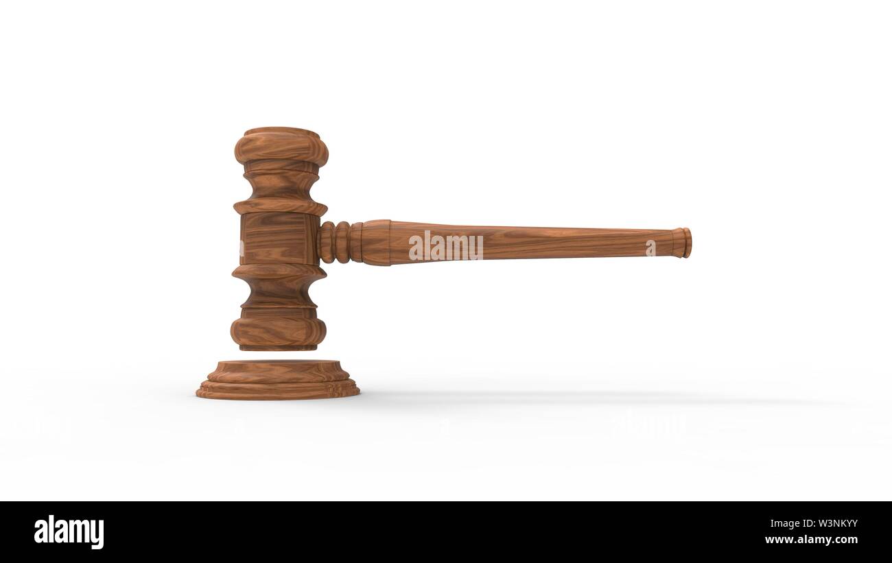 3d rendering of a wooden judge hammer isolated in white background ...