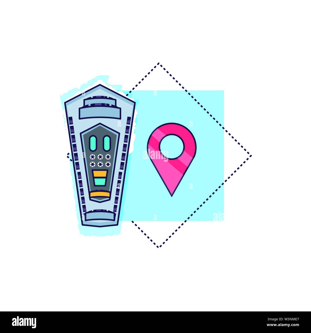 ship cruise boat with pin location vector illustration design Stock ...