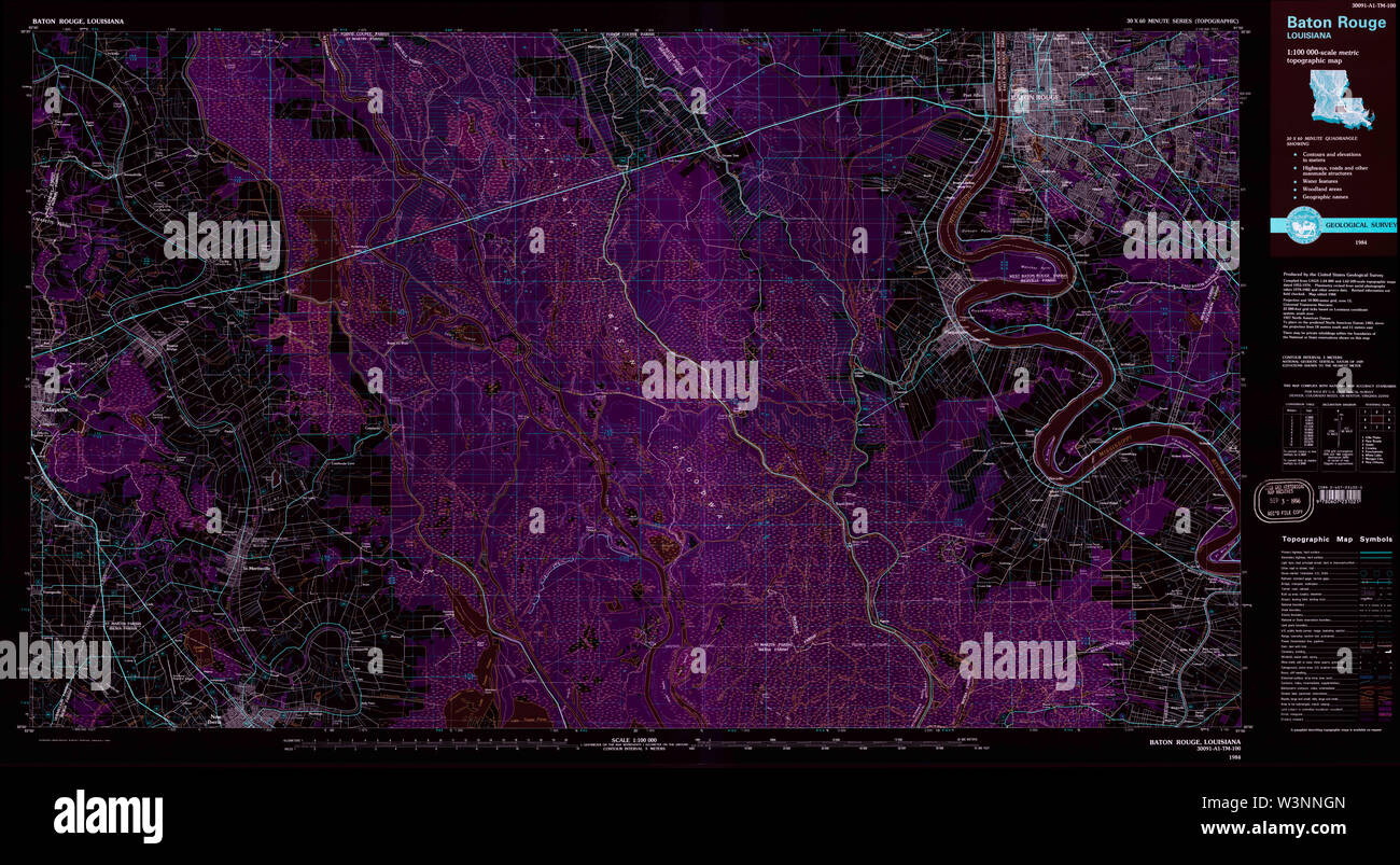 USGS TOPO Map Louisiana LA Baton Rouge 335158 1984 100000 Inverted ...