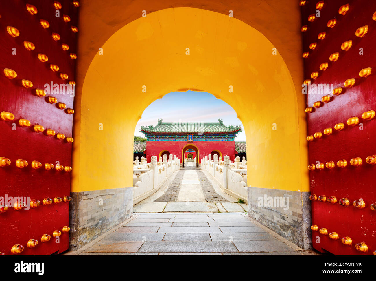 Red gates and historic buildings, Beijing, China Stock Photo - Alamy