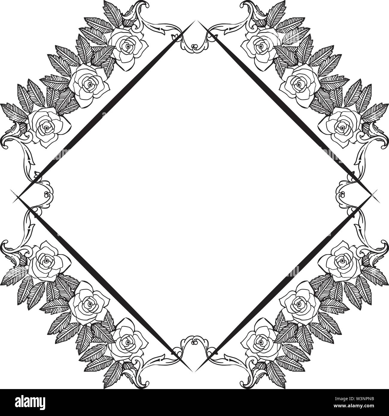 Elegant drawing floral frame, decor of various cards. Vector ...