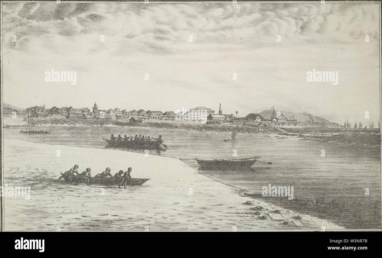 Colaba Causeway construction view from Colaba island 1826 Stock Photo ...