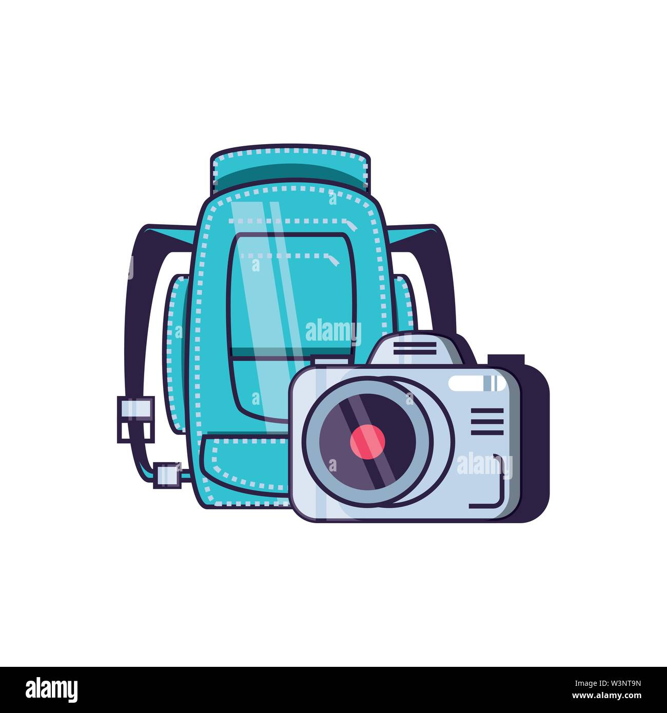 travel bag equipment with camera photographic vector illustration ...