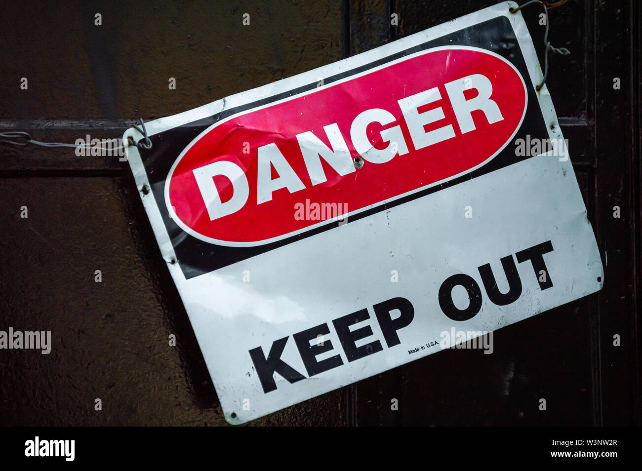 Danger keep out sign door hi-res stock photography and images - Alamy