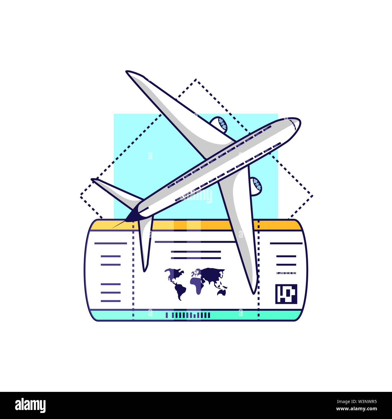 ticket flight document with airplane vector illustration design Stock ...