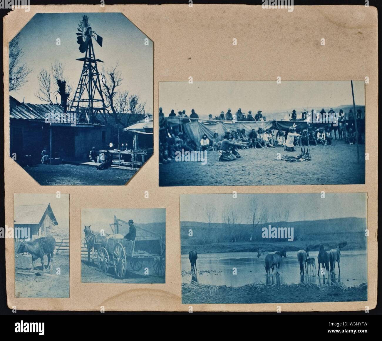 blueprint photographs of Indians and scenes in and near Fort Custer ...