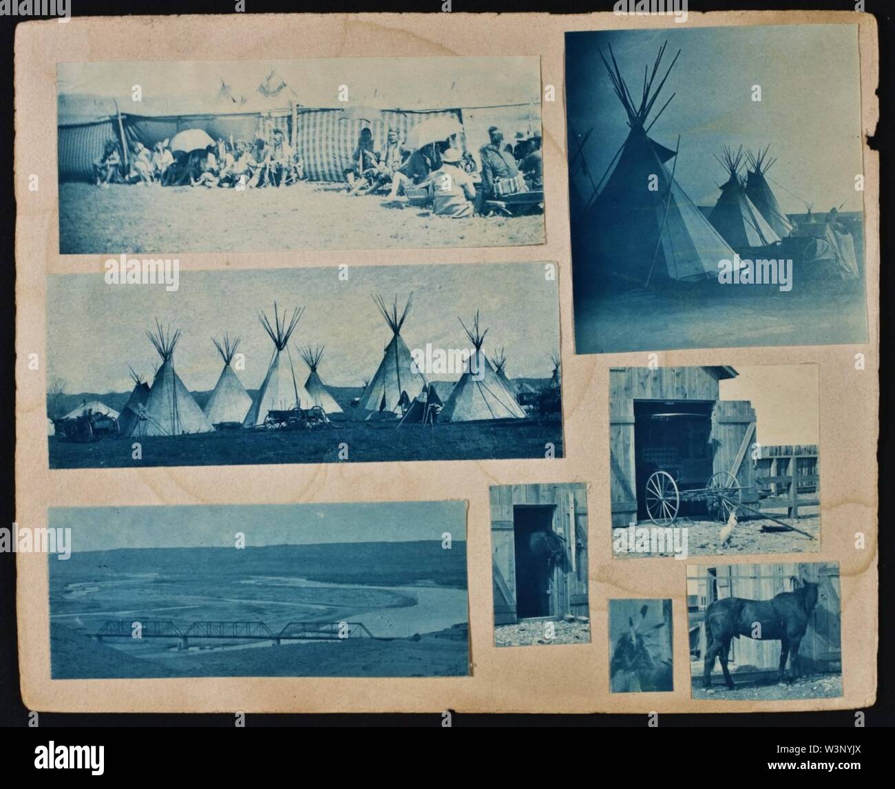 blueprint photographs of Indians and scenes in and near Fort Custer ...
