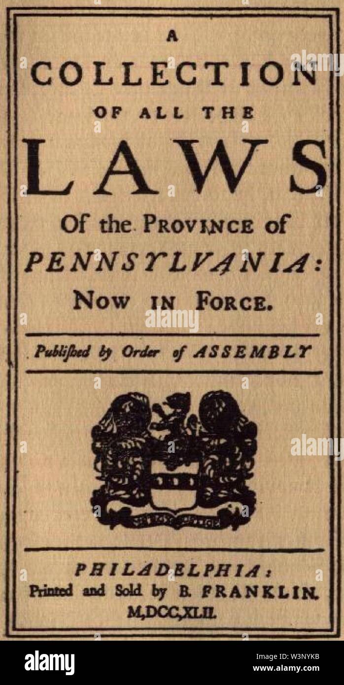 Laws of Province of Pennsylvania Stock Photo - Alamy