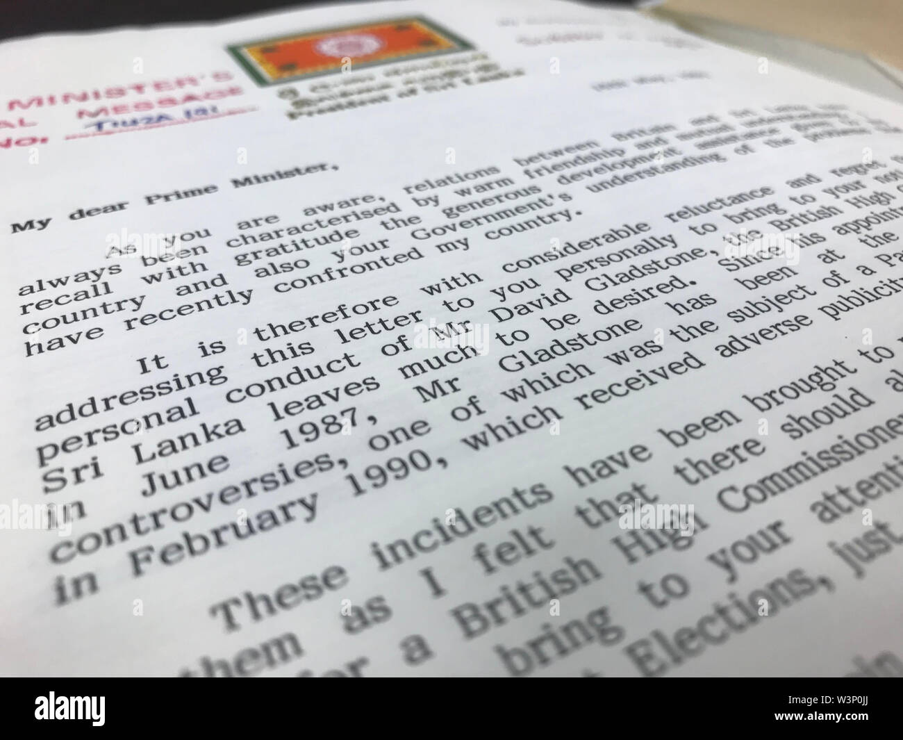 EMBARGOED TO 0001 THURSDAY JULY 18 A letter, seen at The National ...