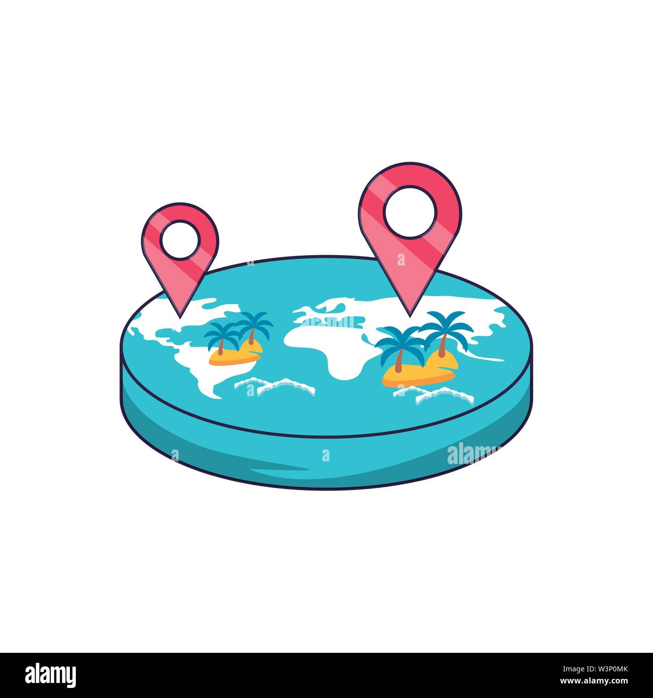 world planet earth with pins location vector illustration design Stock ...