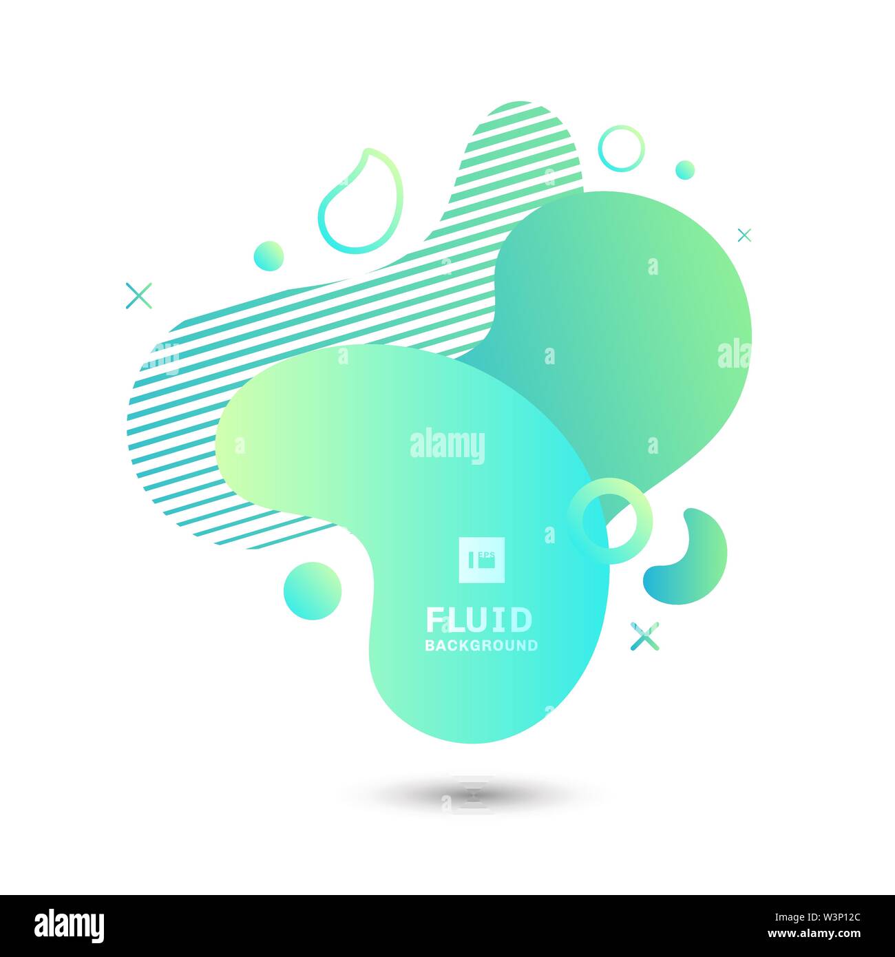 Abstract green fluid graphic shape elements composition on white ...
