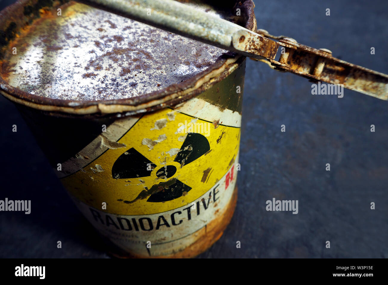 Decay of old Radioactive material cylinder container Stock Photo - Alamy