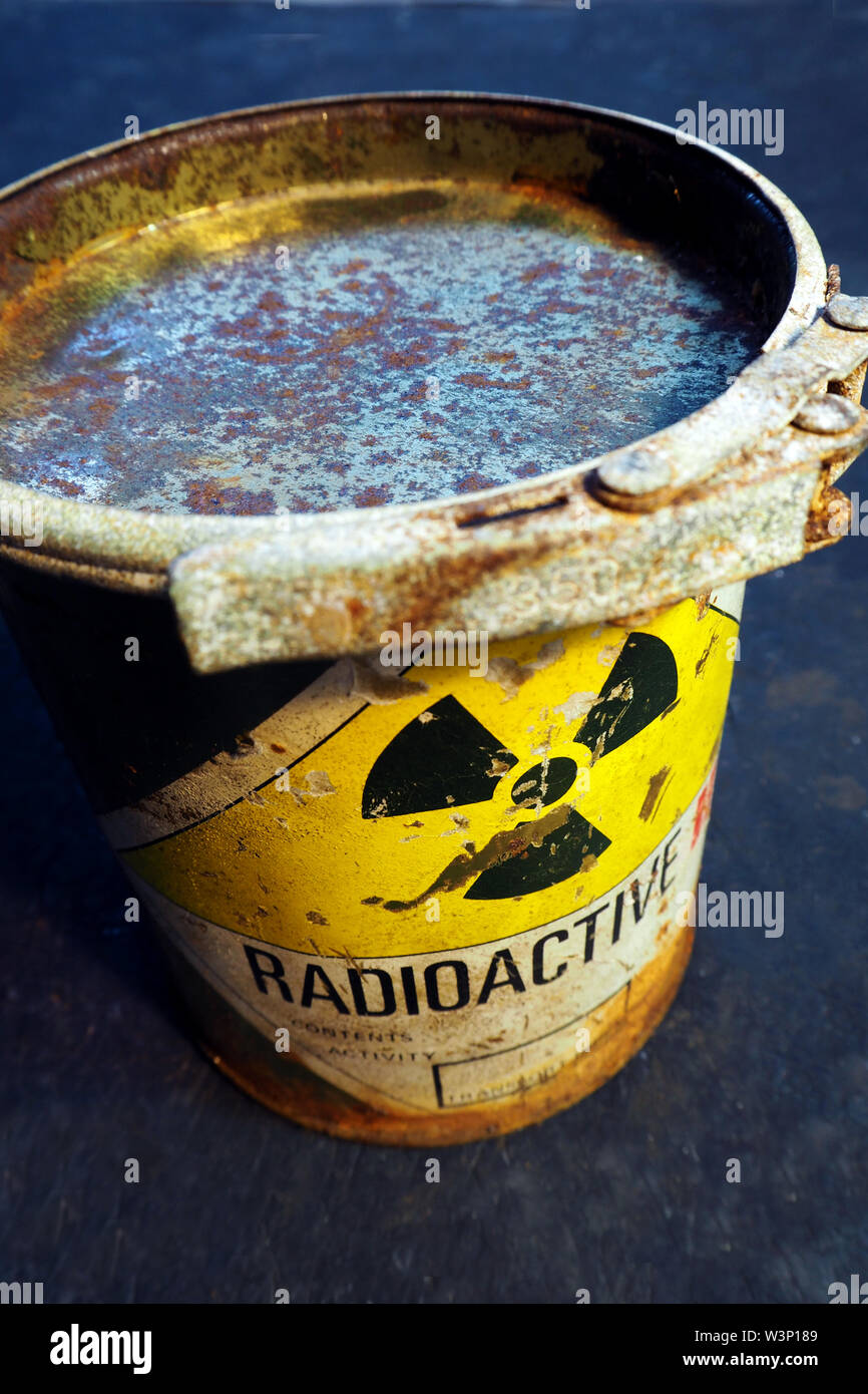 Decay of old Radioactive material cylinder container Stock Photo - Alamy
