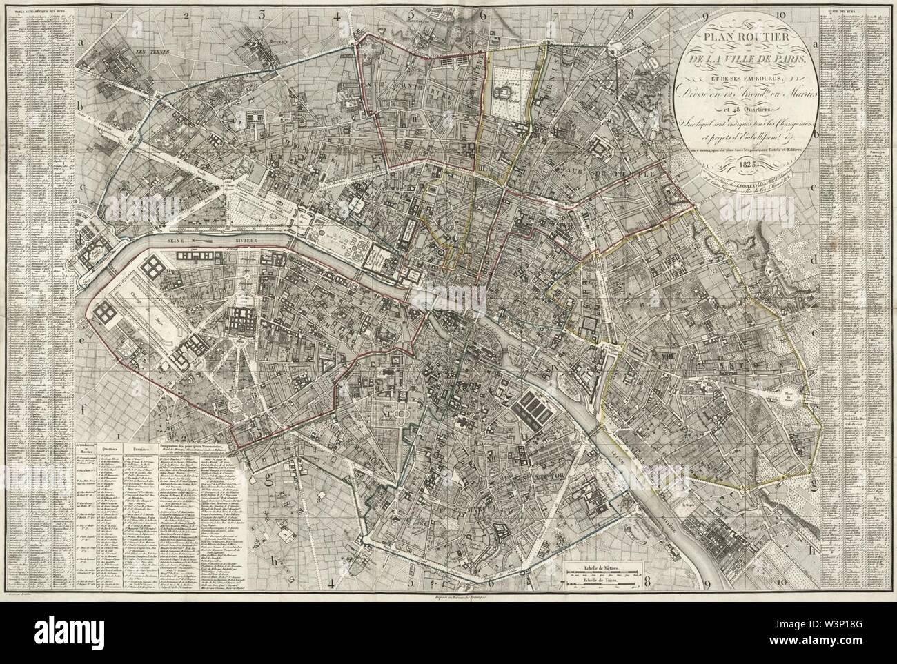 Collin, Plan routier de la ville de Paris et des ses faubourgs, 1823 ...
