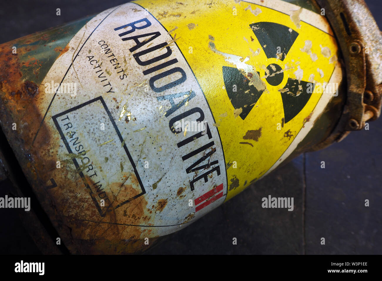 Decay of old Radioactive material cylinder container Stock Photo - Alamy