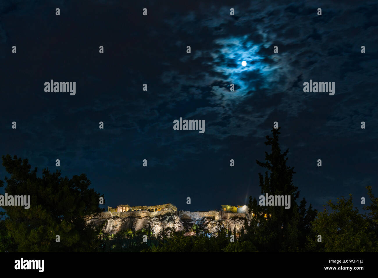 Athens, Greece, 15 July 2019 - Part of Athens' Parthenon and the ...