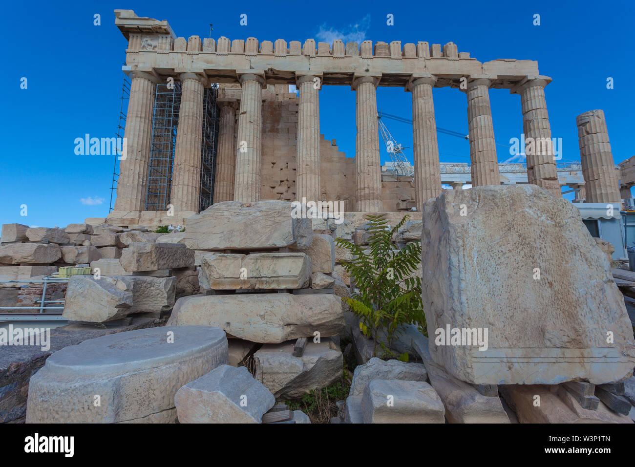 Marbles and columns of the southern side of the Parthenon in the ...