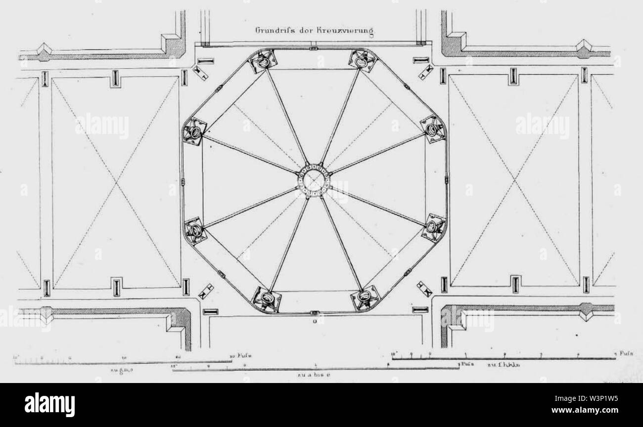 Cologne Cathedral, Crossing Tower, ground frame with stabilization ring ...