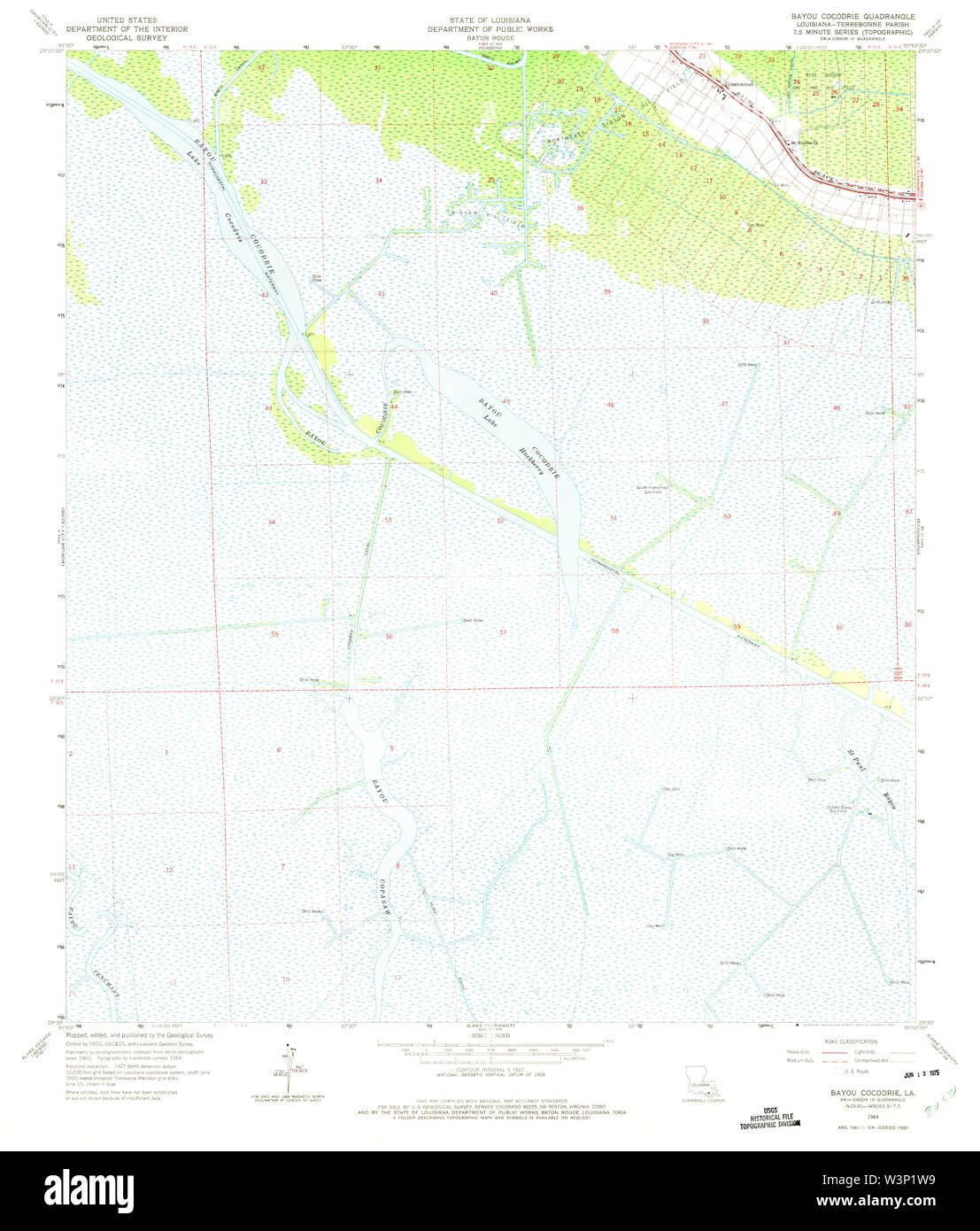 USGS TOPO Map Louisiana LA Bayou Cocodrie 331377 1964 24000 Restoration ...