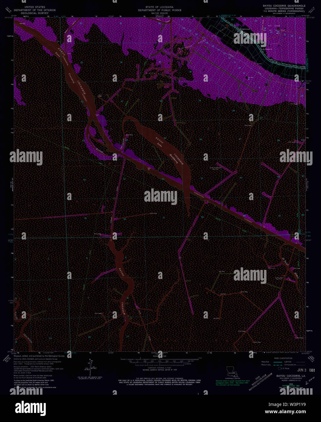 USGS TOPO Map Louisiana LA Bayou Cocodrie 331379 1964 24000 Inverted ...