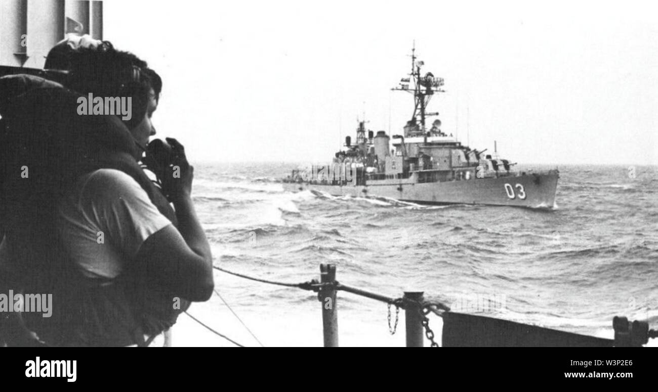 Colombian destroyer ARC Santander (DD-03) underway, in 1974 Stock Photo ...