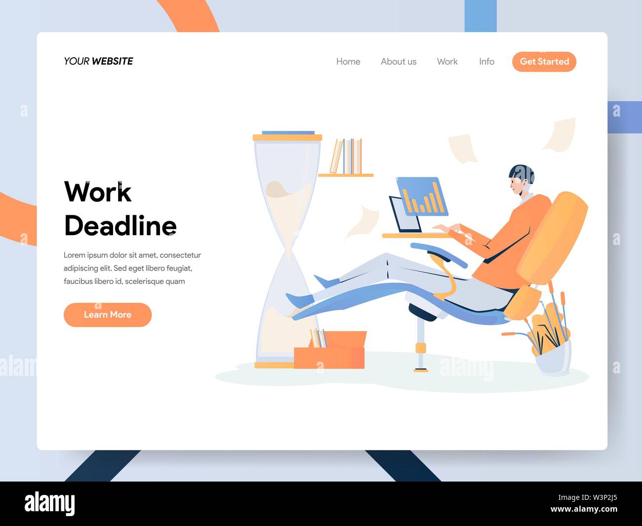 Businessman Working on Deadline Illustration Concept. Modern flat ...
