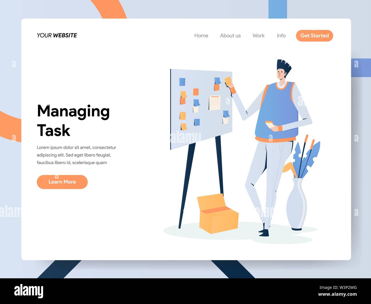 Businessman Managing Task On Board Illustration Concept. Modern flat ...