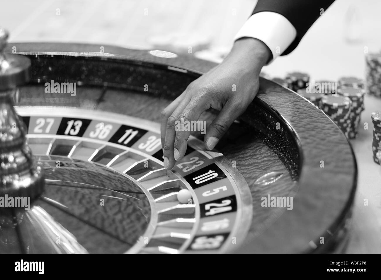 Croupier roulette Black and White Stock Photos & Images - Alamy