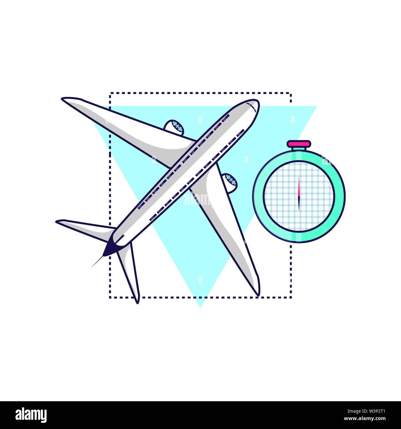 compass guide device with airplane flying vector illustration design ...
