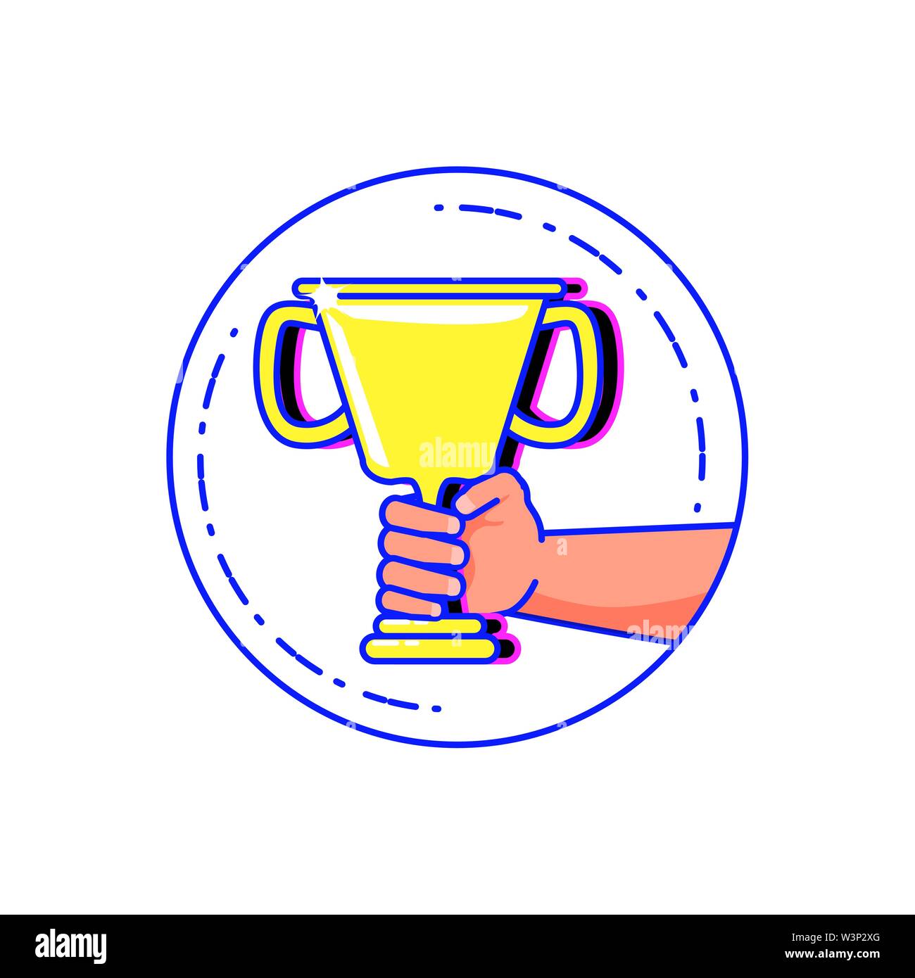 winner hands with trophy cup award vector illustration design Stock ...
