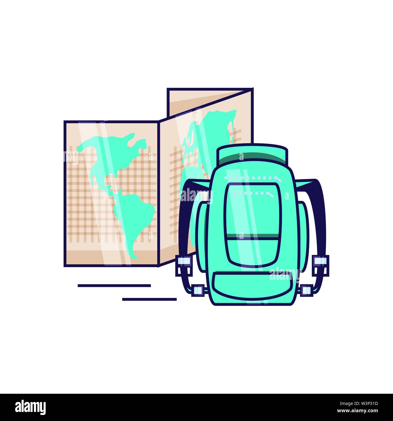 paper map travel guide with travelbag vector illustration design Stock ...