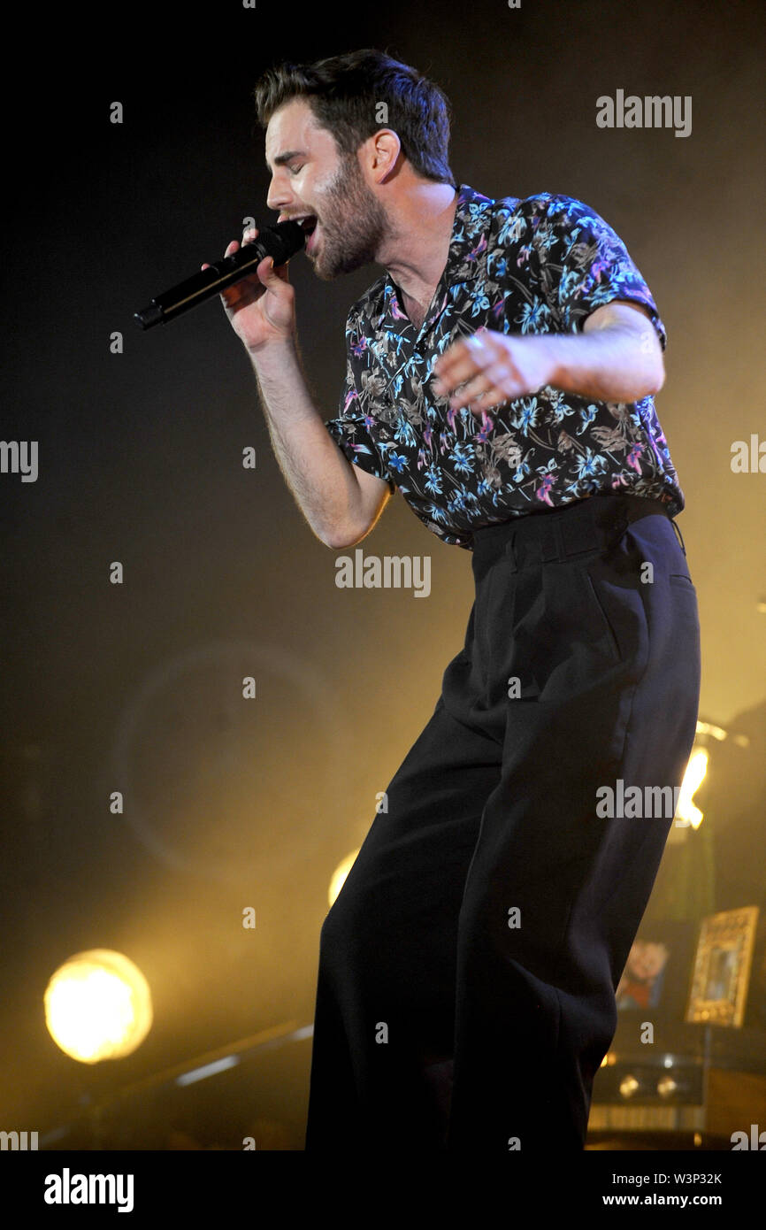 Ben Platt performs live on stage at the Hammersmith Apollo, London, as ...