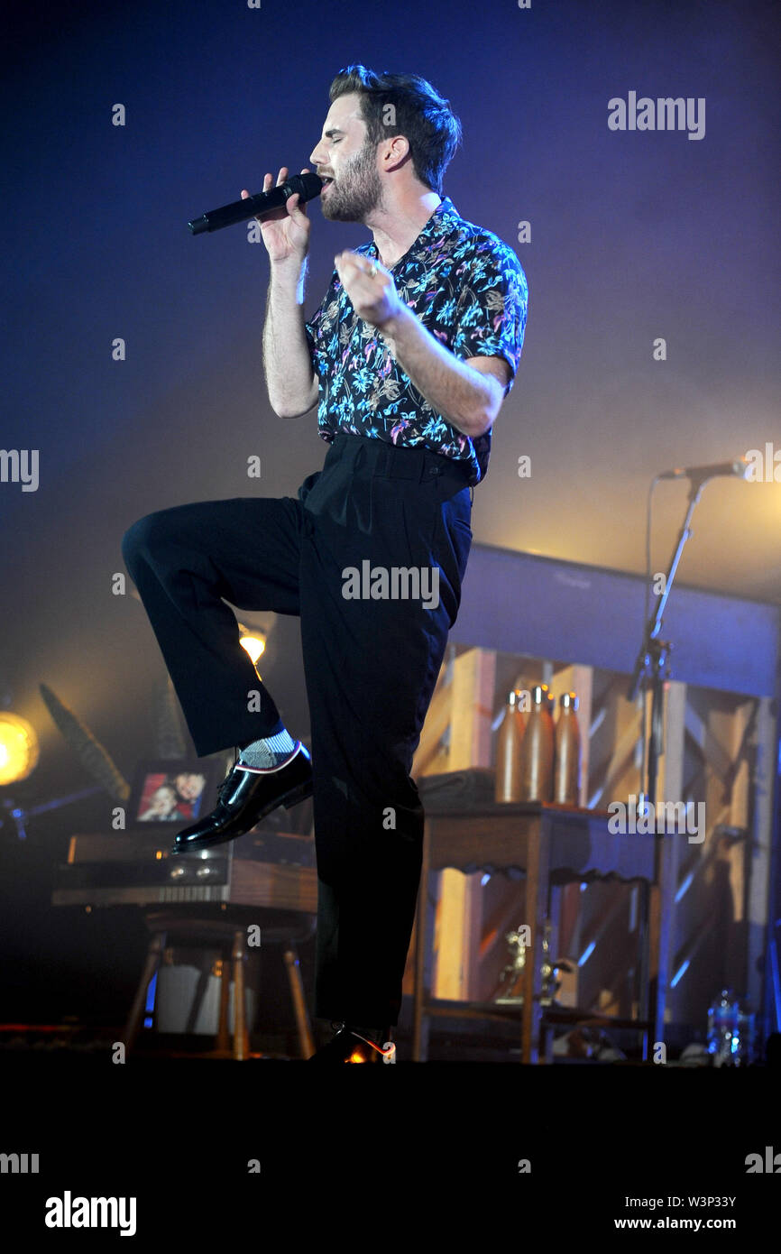 Ben Platt performs live on stage at the Hammersmith Apollo, London, as ...