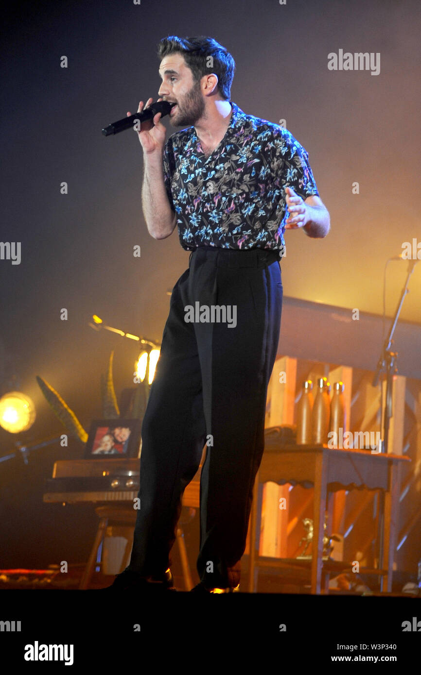 Ben Platt performs live on stage at the Hammersmith Apollo, London, as ...