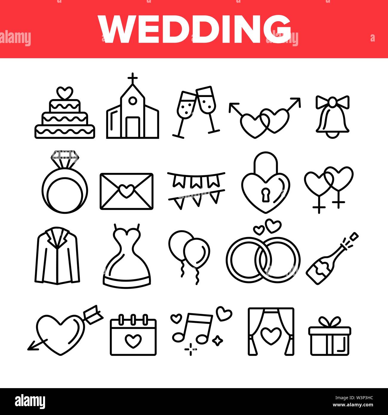 Wedding And Engaging Vector Linear Icons Set Stock Vector Image & Art ...