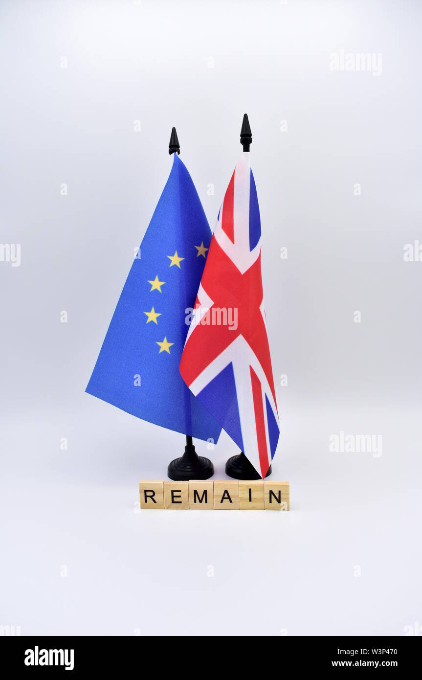 The Brexit and the flags of the United Kingdom and the European Union ...