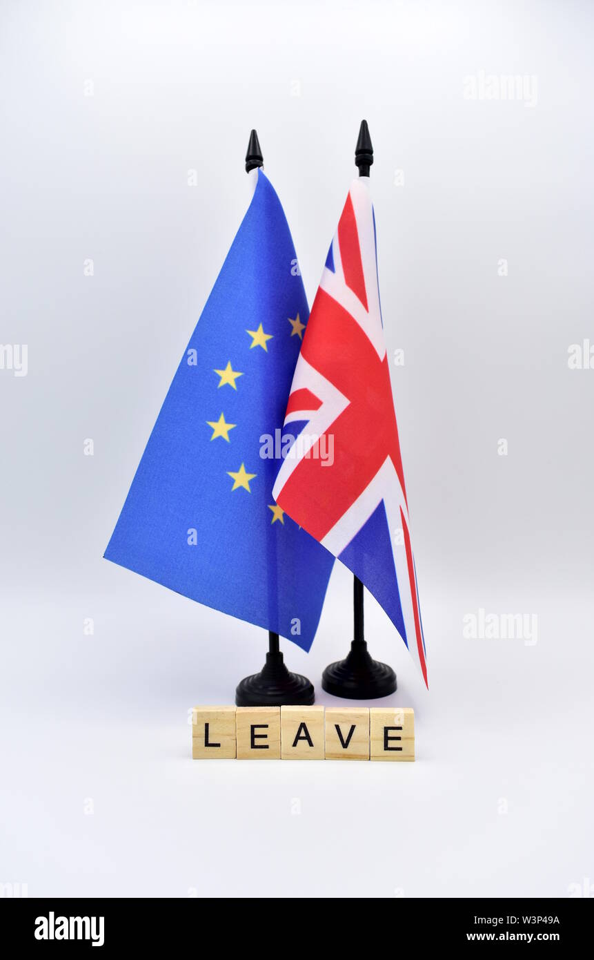 The Brexit and the flags of the United Kingdom and the European Union ...
