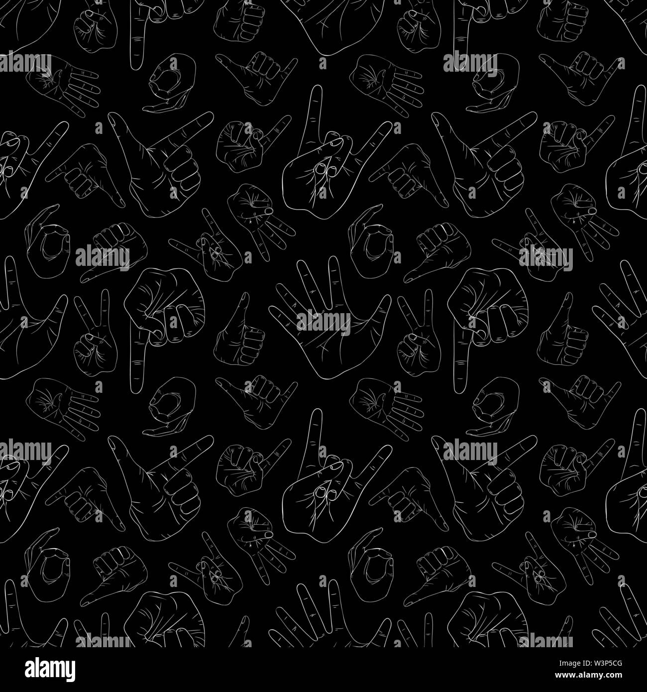 Hand gestures pattern on black background Stock Vector Image & Art - Alamy