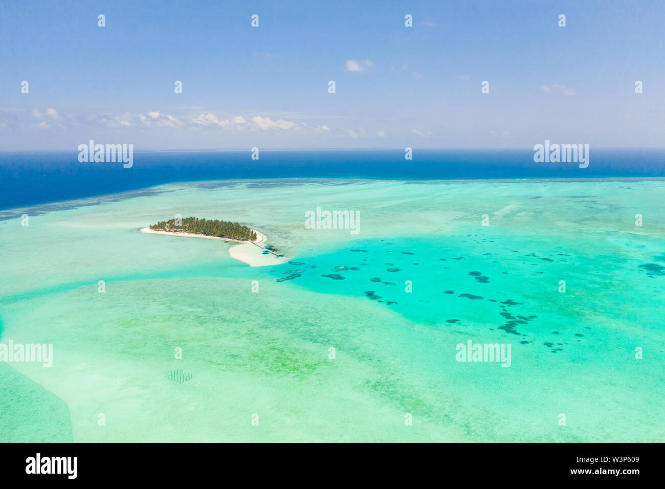 Seascape with a paradise island. Onok Island Balabac, Philippines. A ...
