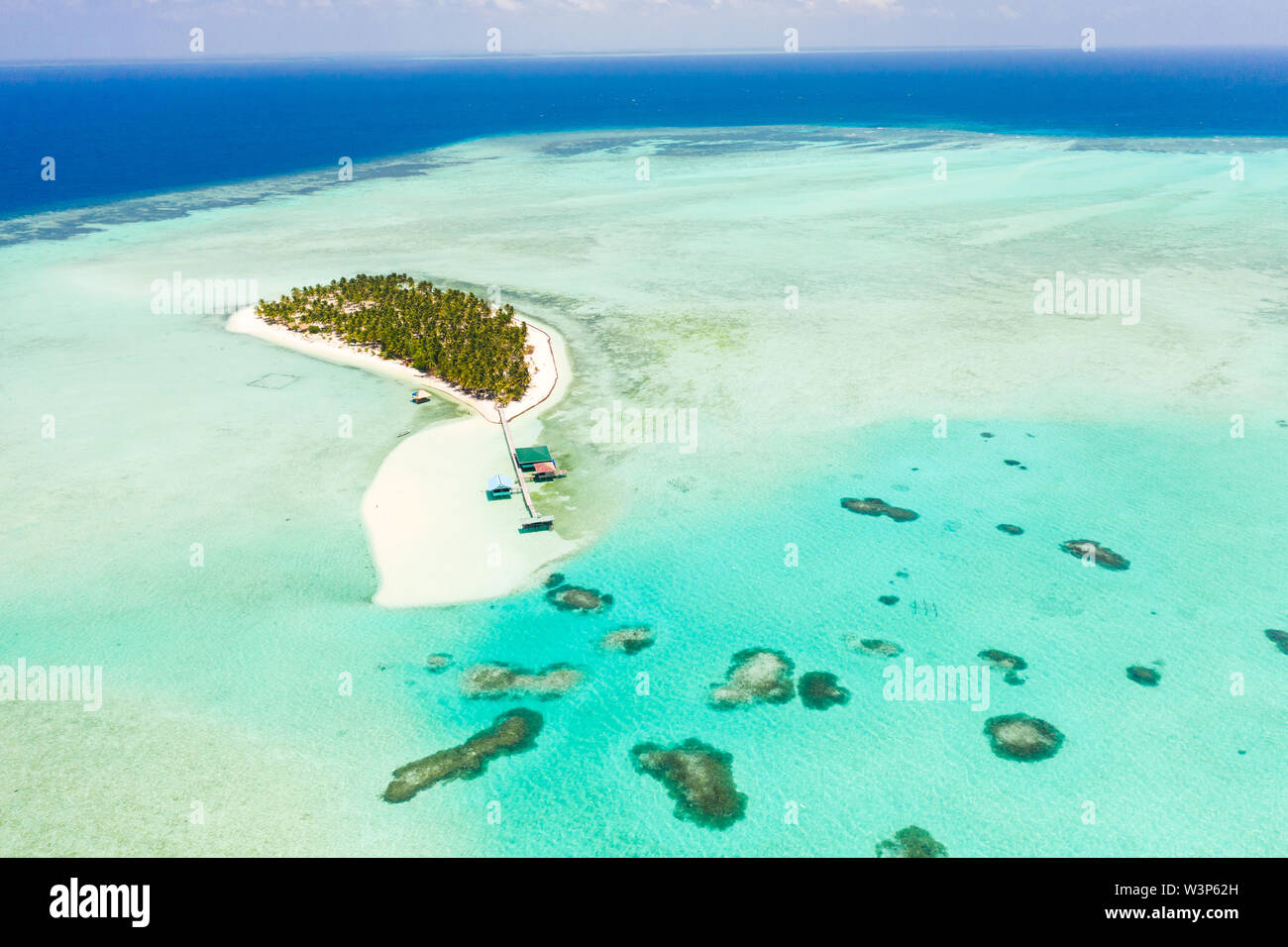 Seascape with a paradise island. Onok Island Balabac, Philippines. A ...