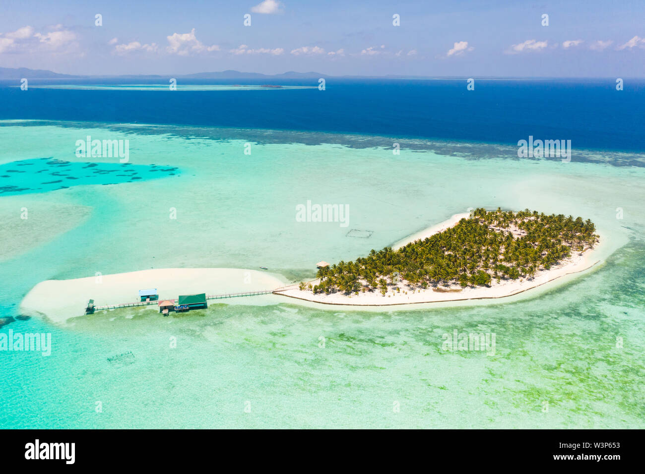 Seascape with a paradise island. Onok Island Balabac, Philippines. A ...