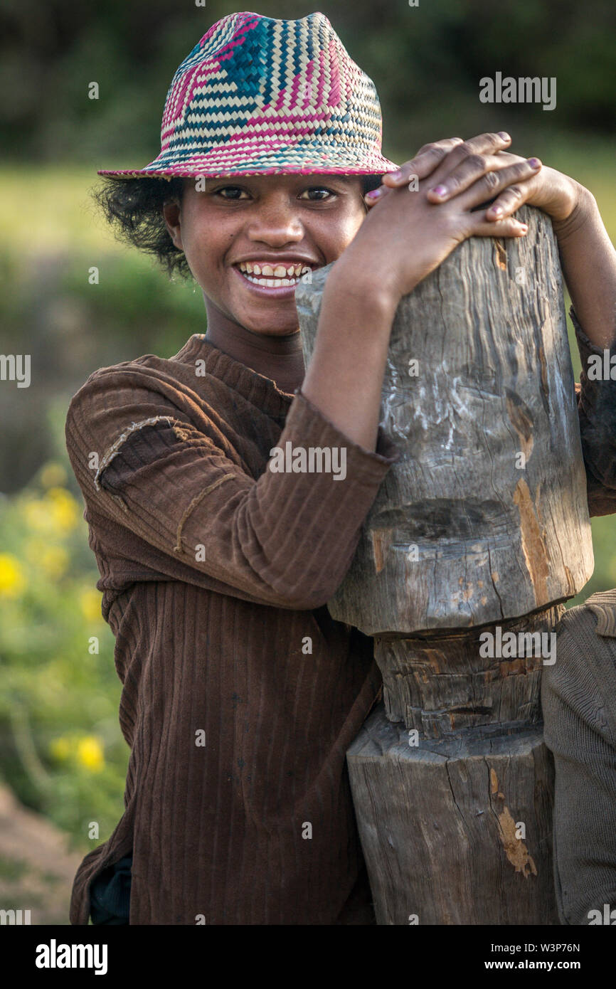 Smiling Betsileo girl in the Highlands of Madagascar Stock Photo - Alamy