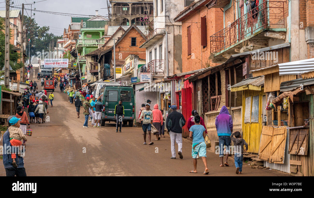Street in Ambositra, Madagascar, city on the most beautiful road of the ...