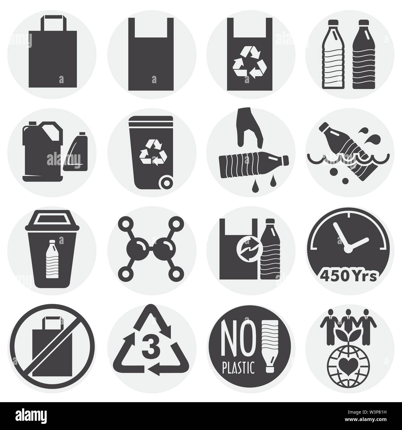 Plastic related icons set on background for graphic and web design ...
