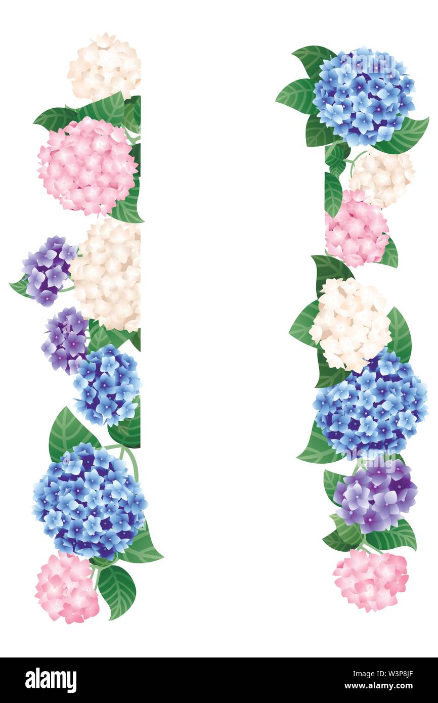 Vertical colorful hydrangea template design banner flat vector ...