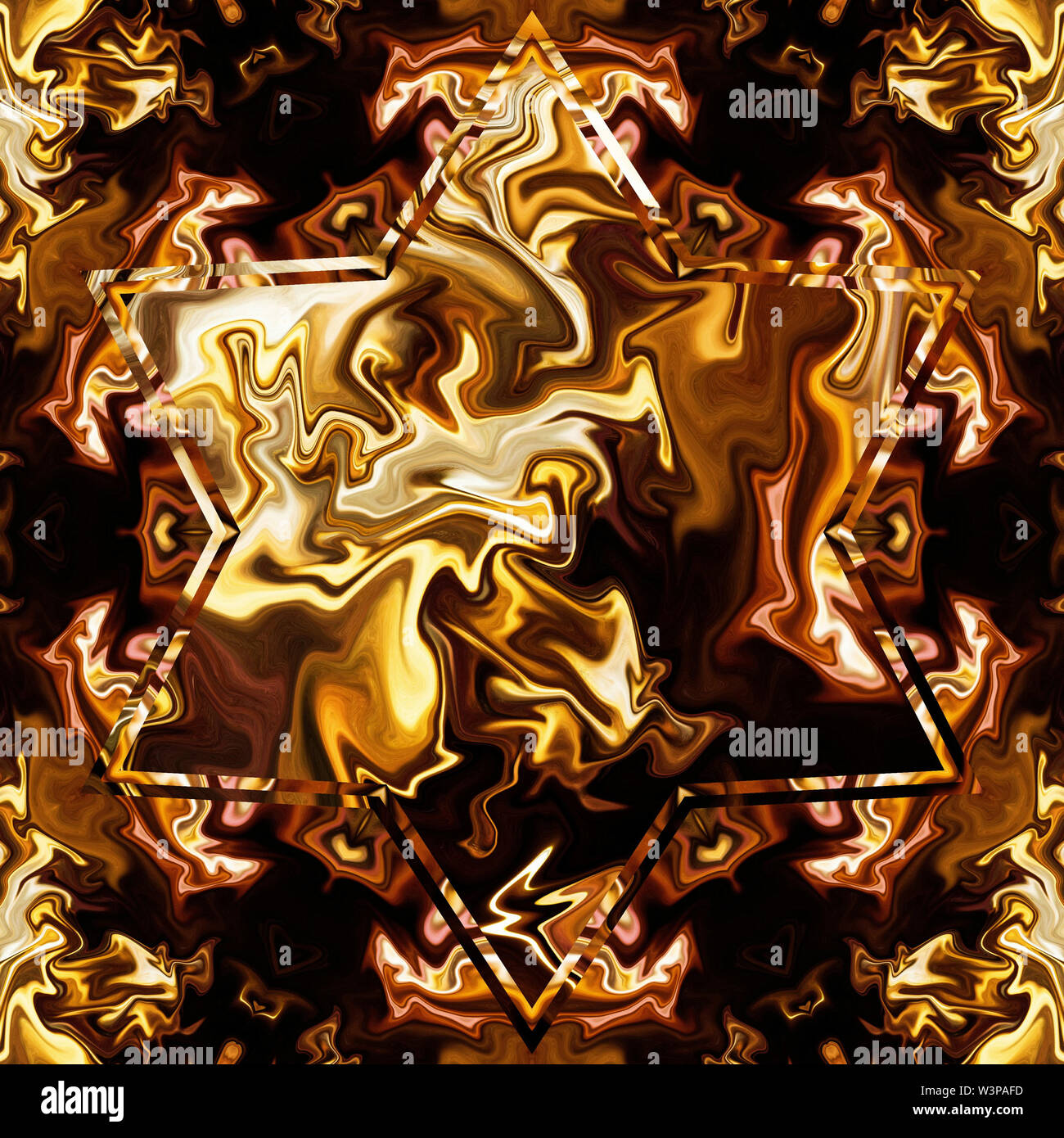 Abstract liquid gold design pattern. Graphic painting in golden color ...