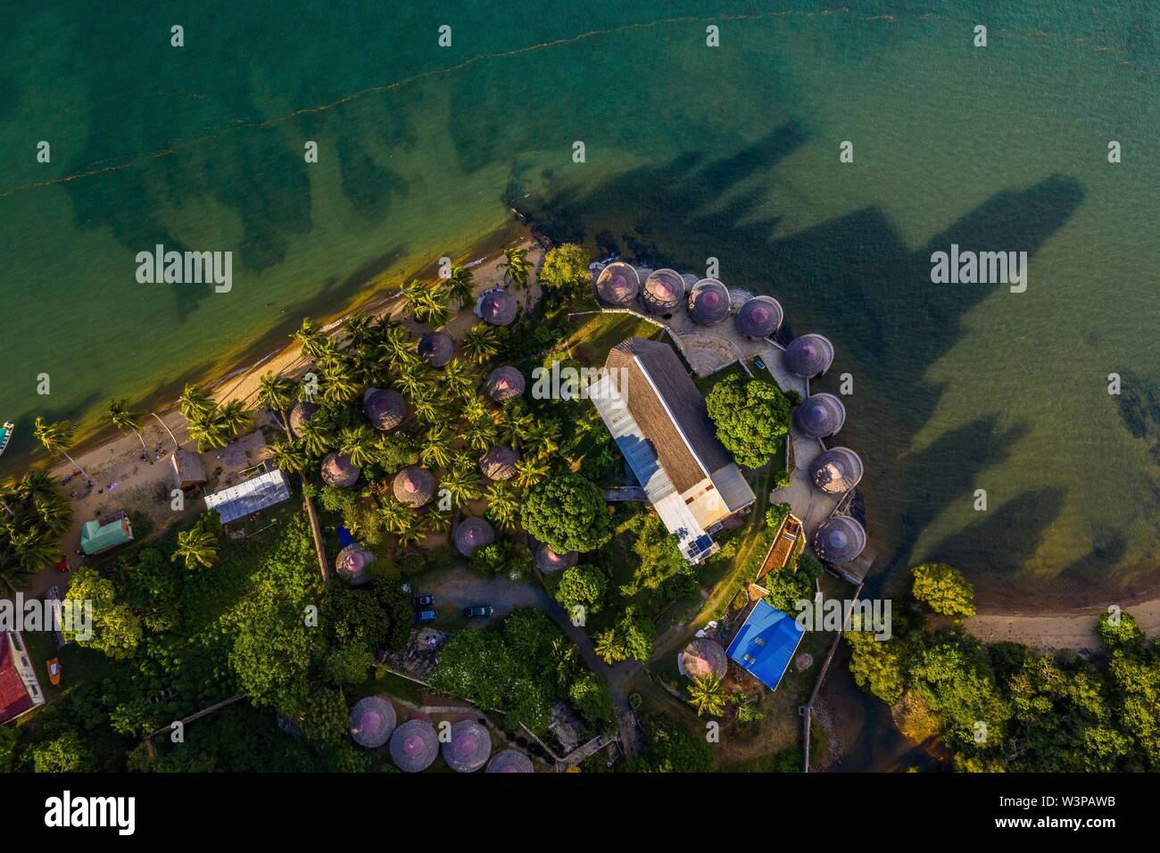 Hotel le Baobab, Ankify, Diana region, drone shot, North Madagascar ...