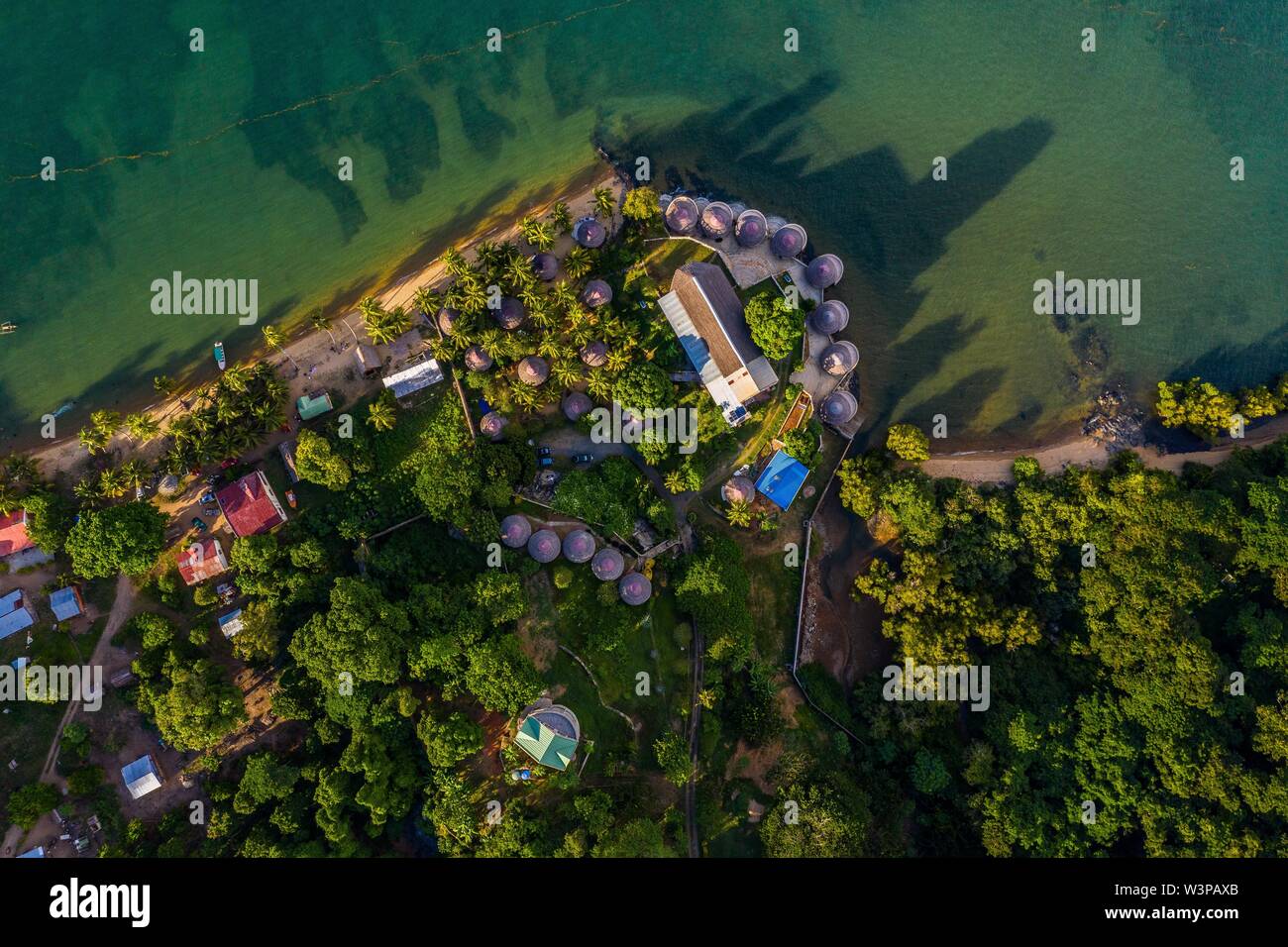 Hotel le Baobab, Ankify, Diana region, drone shot, North Madagascar ...
