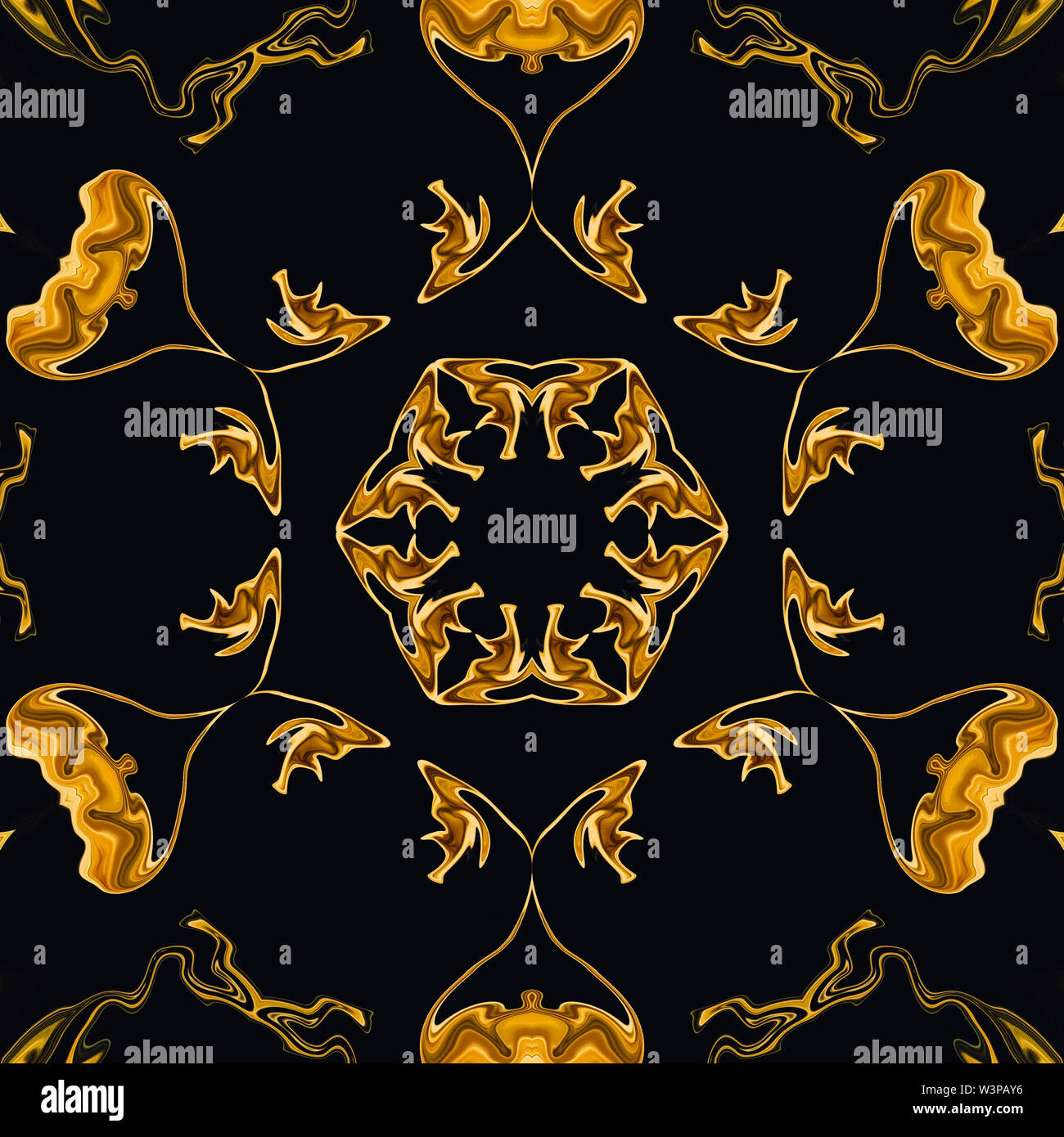 Abstract gold background. Fractal luxury art. Graphic painting golden ...