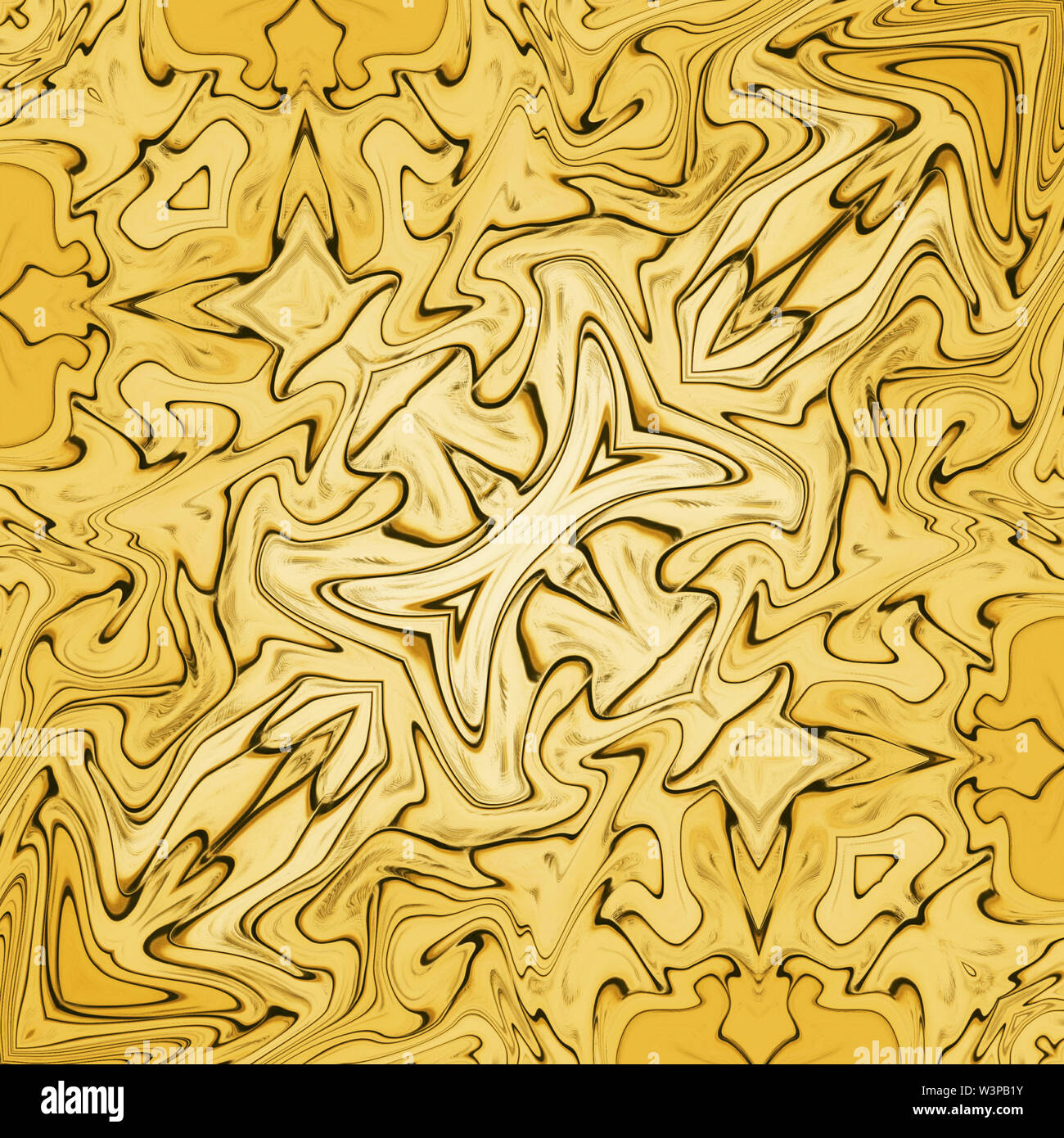 Abstract liquid gold design pattern. Graphic painting in golden color ...